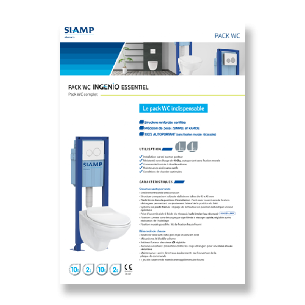 Pack WC suspendu Ingenio Absolu SIAMP - fiche produit