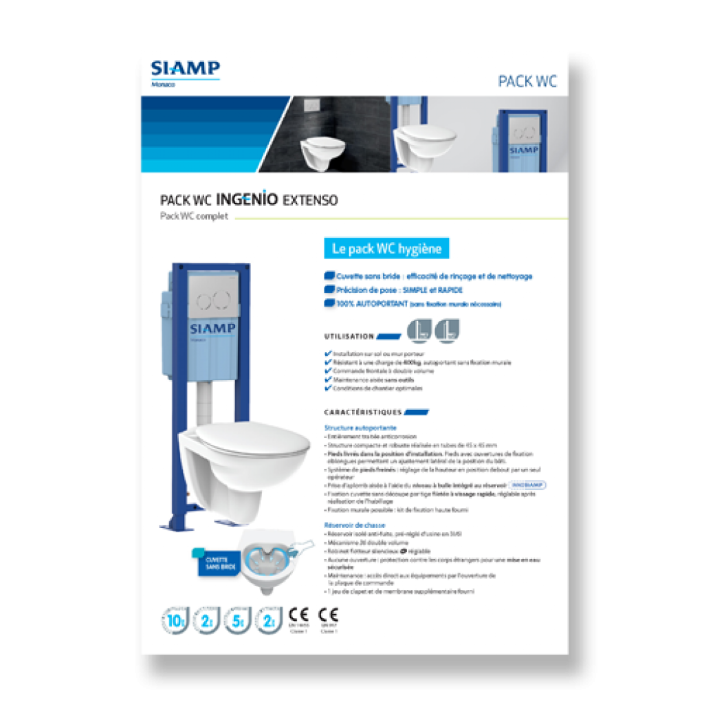 Pack WC suspendu Verso 350 Diamant SIAMP - fiche produit
